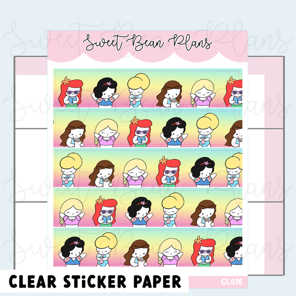CLEAR Princess Paradise Washi Vinyl Planner Stickers | Cl 036 – Sweet Bean Plans