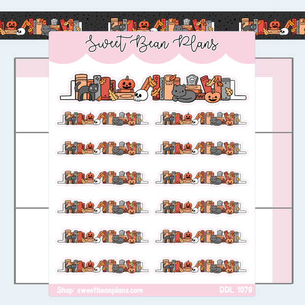 Halloween Bookshelf Vinyl Planner Stickers | Ddl 1079 – Sweet Bean Plans