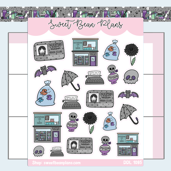 Nevermore Doodles Vinyl Planner Stickers | Ddl 1095 – Sweet Bean Plans