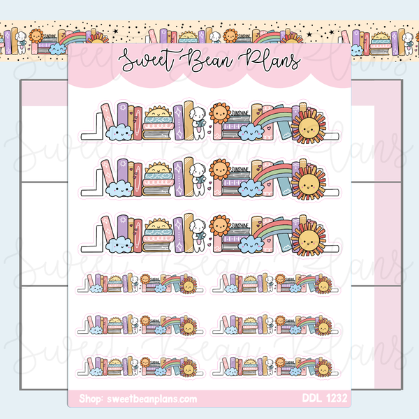 Sunshine Bookshelf Vinyl Planner Stickers | Ddl 1232 – Sweet Bean Plans