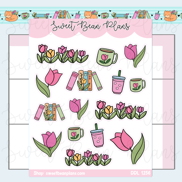 Tulips Doodles Vinyl Planner Stickers | Ddl 1256 – Sweet Bean Plans