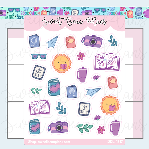 Bookcation Doodles Vinyl Planner Stickers | Ddl 1317 – Sweet Bean Plans