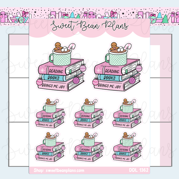 Pink Christmas Book Stack Vinyl Planner Stickers | Ddl 1362 – Sweet ...