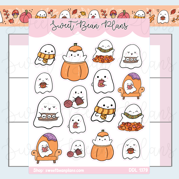Fall Ghosts Vinyl Planner Stickers | Ddl 1379 – Sweet Bean Plans
