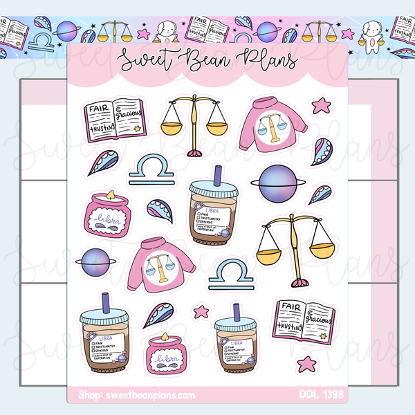 Libra Doodles Vinyl Planner Stickers | Ddl 1398 – Sweet Bean Plans