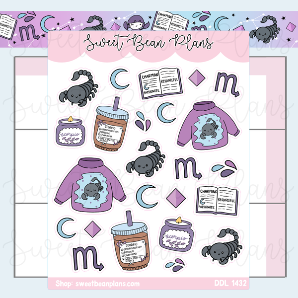 Scorpio Doodles Vinyl Planner Stickers | Ddl 1432 – Sweet Bean Plans