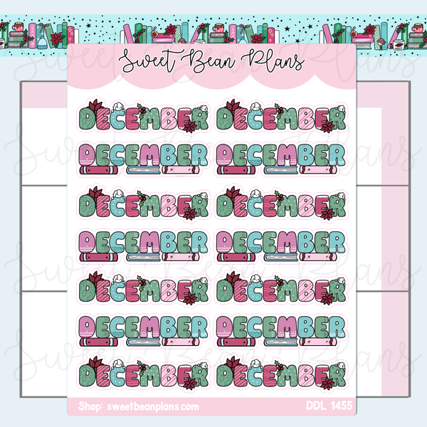 December 2025 Banners Vinyl Planner Stickers | Ddl 1455 – Sweet Bean Plans