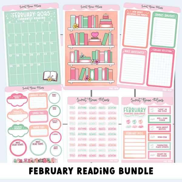 February 2025 READING Journal Bundle (6 Pages) – Sweet Bean Plans