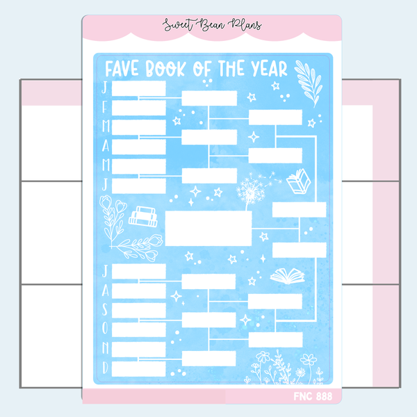 2025 Reading Bracket Color Vinyl Planner Stickers | Fnc 888 – Sweet Bean Plans