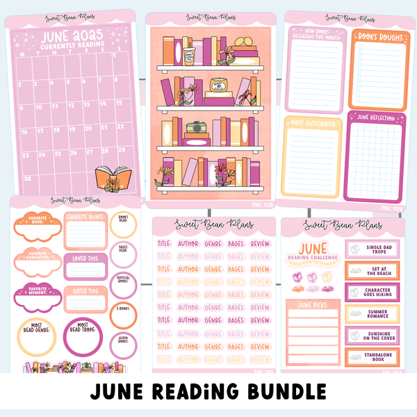 June 2025 READING Journal Bundle (6 Pages) – Sweet Bean Plans