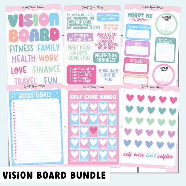 Vision Board 2025 Bundle (6 Pages) – Sweet Bean Plans