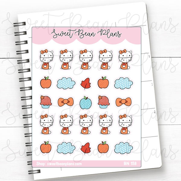 Hello Fall Bean Vinyl Planner Stickers | Bn 158 – Sweet Bean Plans