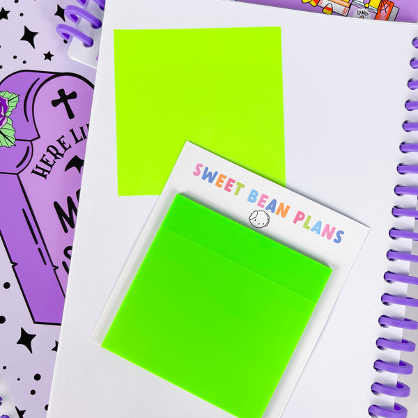 Neon Green Transparent Sticky Notes – Sweet Bean Plans
