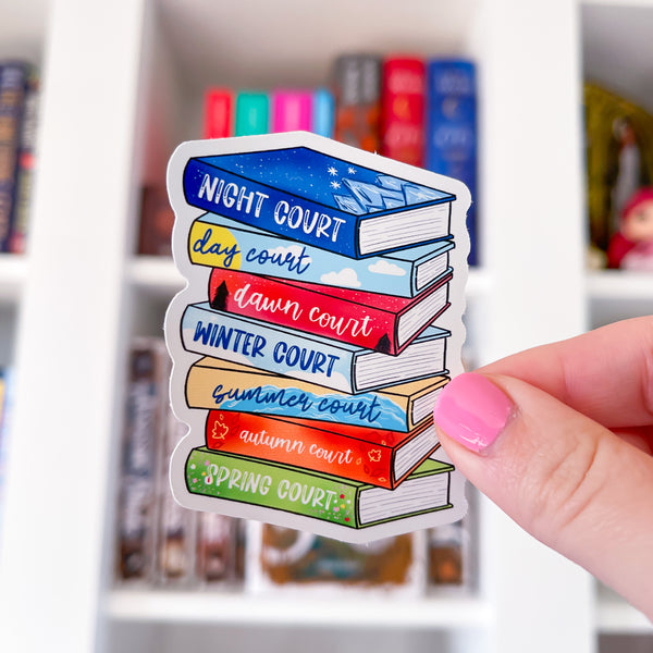 Prythian Courts Book Stack ACOTAR Vinyl Sticker | SJM OFFICIALLY LICEN ...