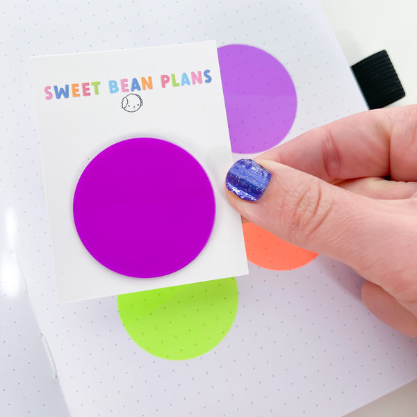 Small Neon Purple Transparent Sticky Circles – Sweet Bean Plans