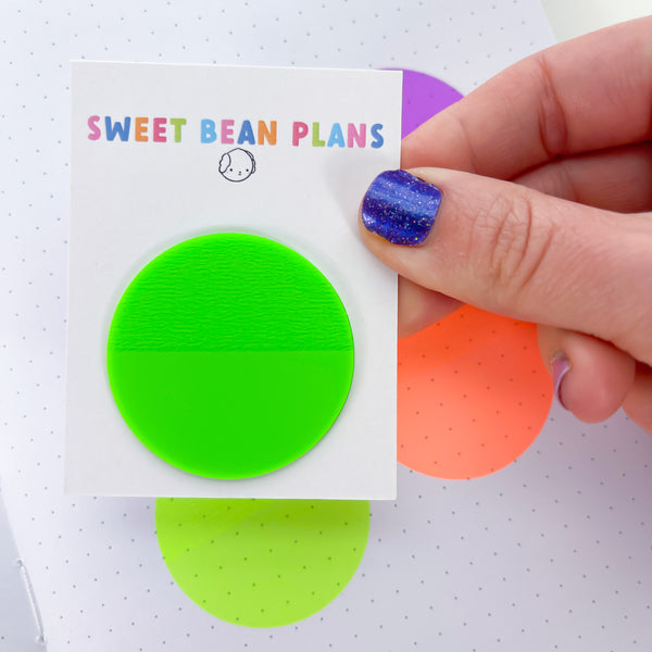 Small Neon Green Transparent Sticky Circles – Sweet Bean Plans