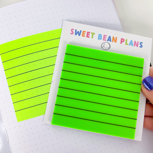 Lined Green Transparent Sticky Notes – Sweet Bean Plans