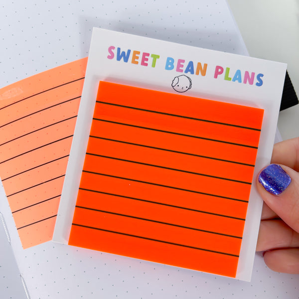 Lined Orange Transparent Sticky Notes – Sweet Bean Plans