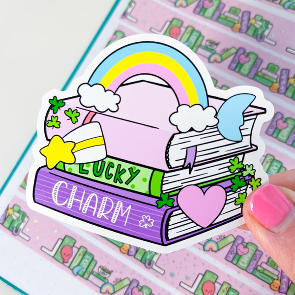 Lucky Charm Book Stack Vinyl Die Cut Sticker – Sweet Bean Plans