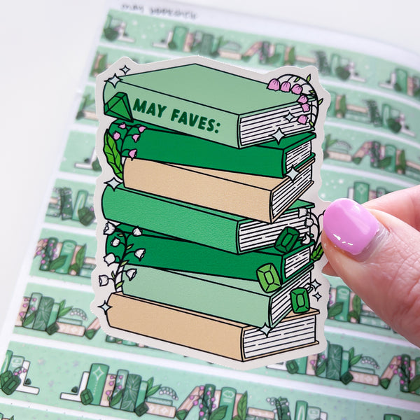 May Fave Books Vinyl Die Cut Sticker – Sweet Bean Plans