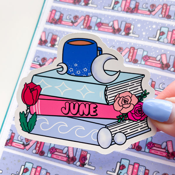 June Book Stack Vinyl Die Cut Sticker – Sweet Bean Plans