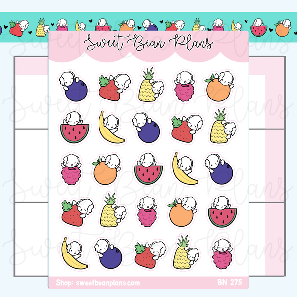 Fruity Beans Vinyl Planner Stickers | Bn 275 – Sweet Bean Plans