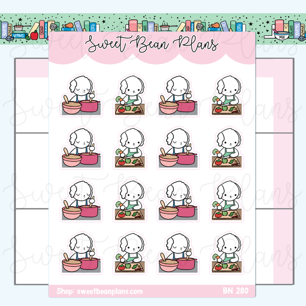 Cooking Bean Vinyl Planner Stickers | Bn 280 – Sweet Bean Plans
