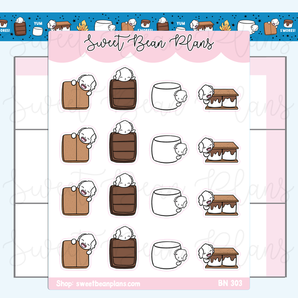 S'mores Bean Vinyl Planner Stickers | Bn 303 – Sweet Bean Plans