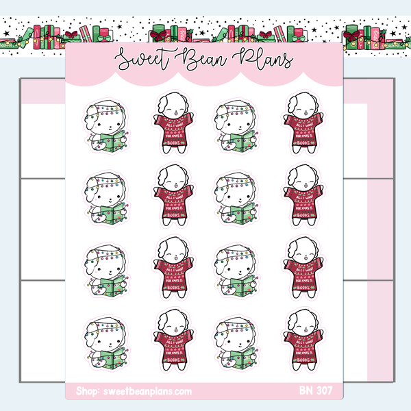 Bookmas Beans Vinyl Planner Stickers | Bn 307 – Sweet Bean Plans