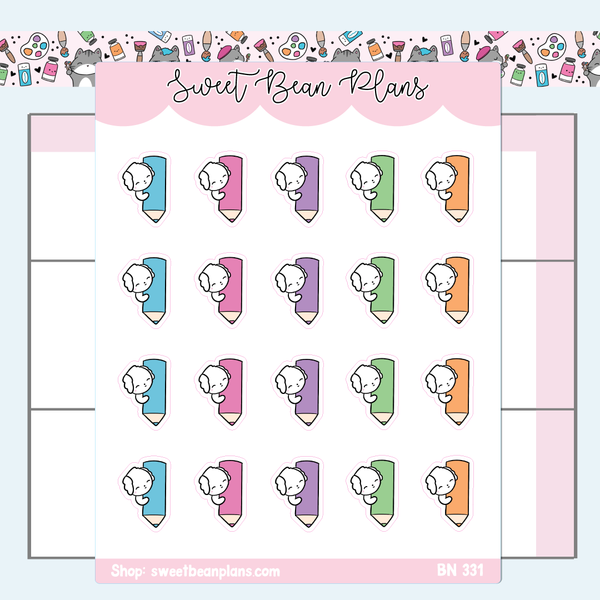 Color Pencil Beans Vinyl Planner Stickers | Bn 331 – Sweet Bean Plans