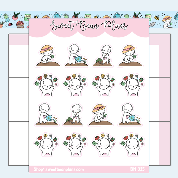Gardening Bean Vinyl Planner Stickers | Bn 335 – Sweet Bean Plans