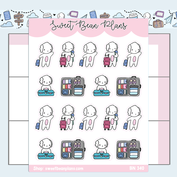 Travel Luggage Bean Vinyl Planner Stickers | Bn 340 – Sweet Bean Plans