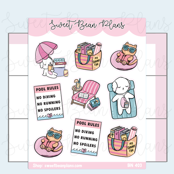 Pool Reads Bean Vinyl Planner Stickers | Bn 403 – Sweet Bean Plans