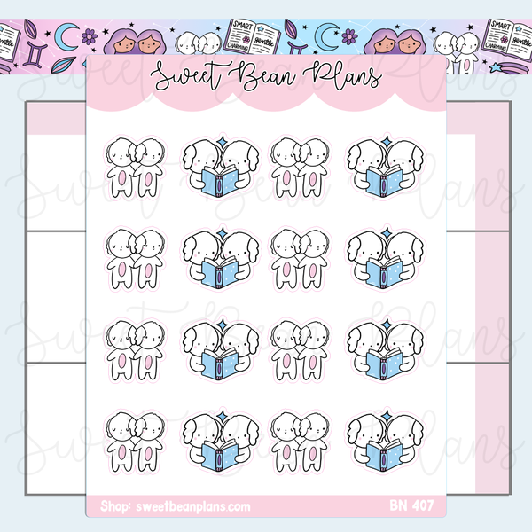 Gemini Bean Vinyl Planner Stickers | Bn 407 – Sweet Bean Plans
