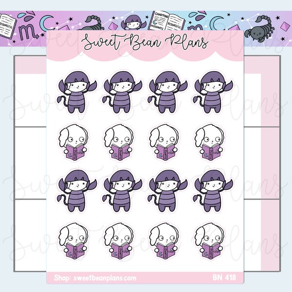 Scorpio Bean Vinyl Planner Stickers | Bn 418 – Sweet Bean Plans