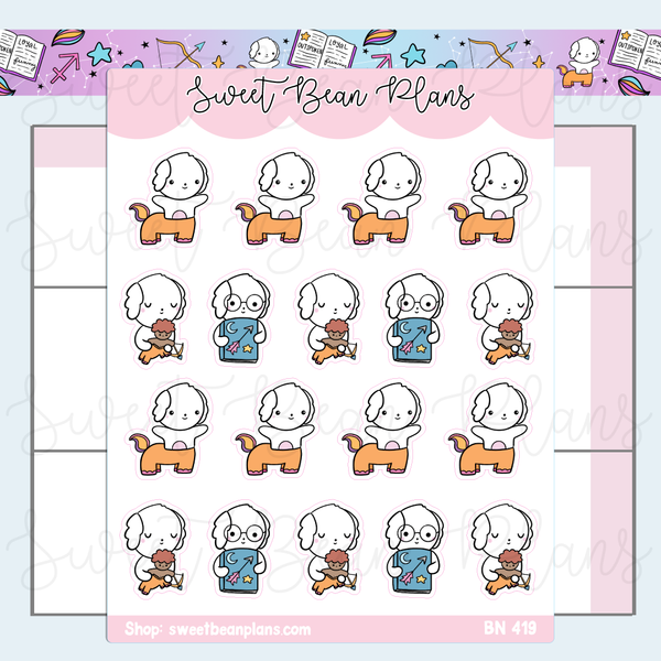 Sagittarius Bean Vinyl Planner Stickers | Bn 419 – Sweet Bean Plans