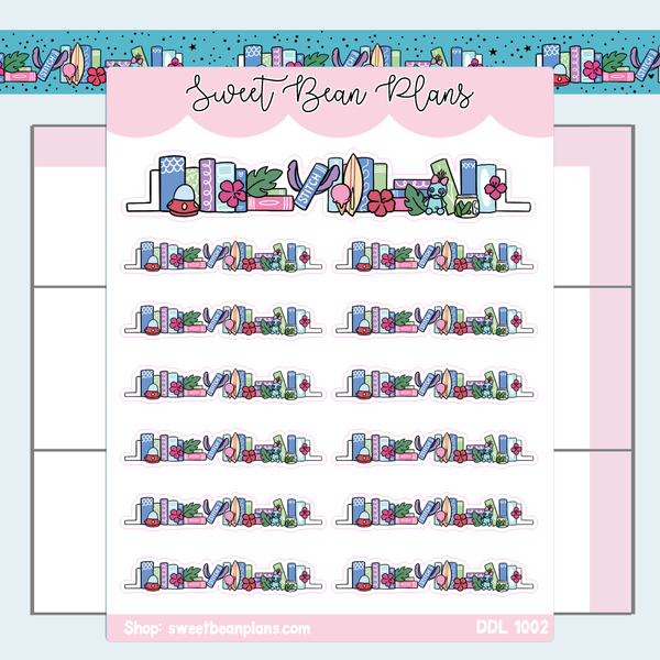 Stitch Bookshelf Vinyl Planner Stickers | Ddl 1002 – Sweet Bean Plans