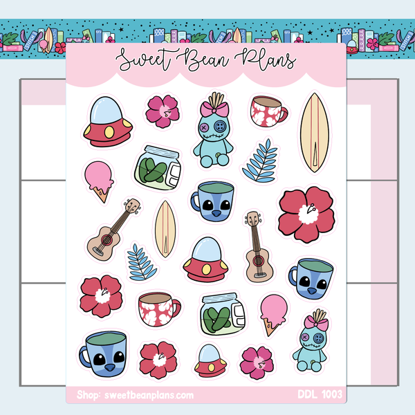 Stitch Doodles Vinyl Planner Stickers | Ddl 1003 – Sweet Bean Plans