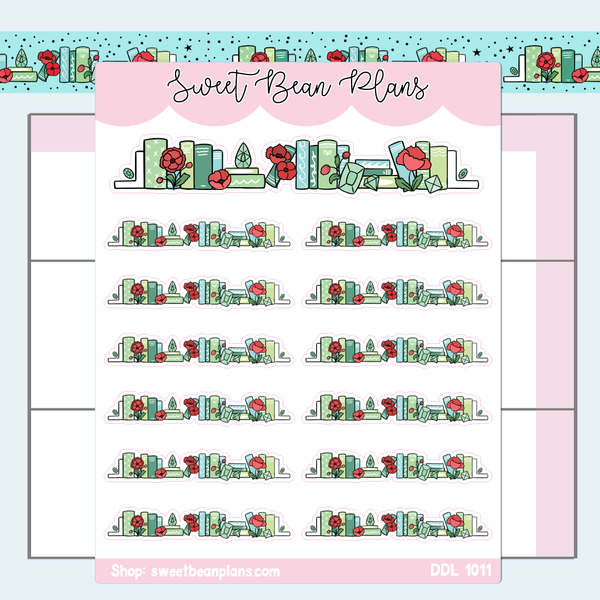 August 2024 Bookshelf Vinyl Planner Stickers | Ddl 1011 – Sweet Bean Plans