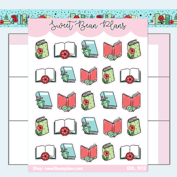 August 2024 Books Vinyl Planner Stickers | Ddl 1012 – Sweet Bean Plans