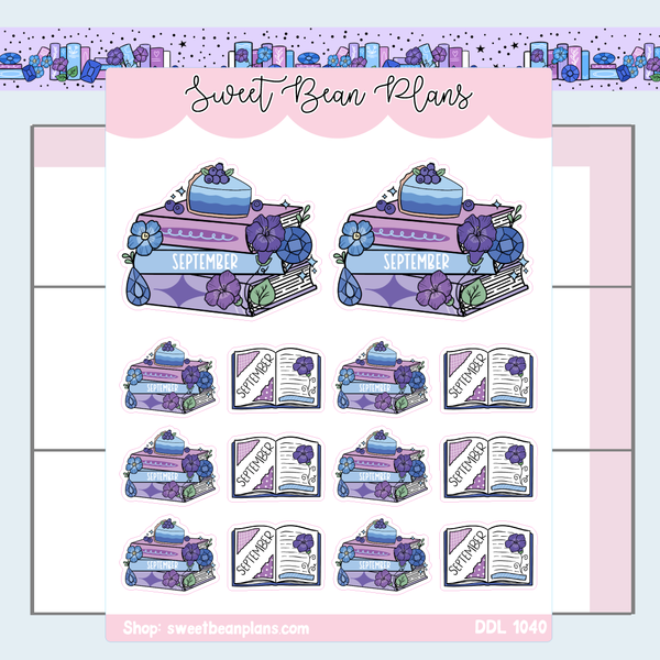 September 2024 Book Stack Vinyl Planner Stickers | Ddl 1040 – Sweet ...