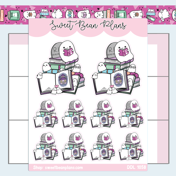 Ghost Book Stacks Vinyl Planner Stickers | Ddl 1058 – Sweet Bean Plans