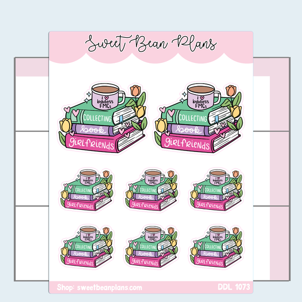 Book Girlfriends Book Stack Vinyl Planner Stickers | Ddl 1073 – Sweet ...