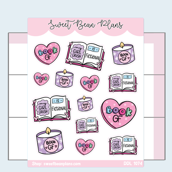 Book GF Doodles Vinyl Planner Stickers | Ddl 1074 – Sweet Bean Plans