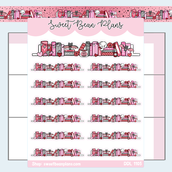 Vampire Bookshelf Vinyl Planner Stickers | Ddl 1105 – Sweet Bean Plans