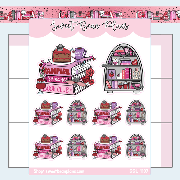 Vampire Book Stack Vinyl Planner Stickers | Ddl 1107 – Sweet Bean Plans