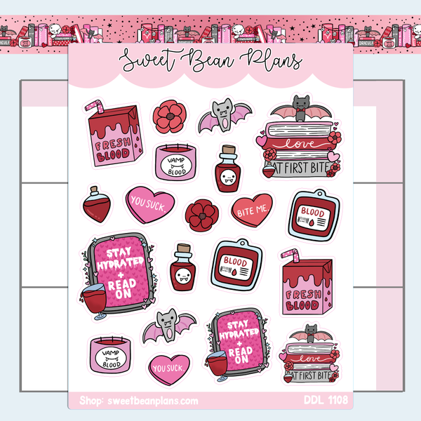 Vampire Doodles Vinyl Planner Stickers | Ddl 1108 – Sweet Bean Plans