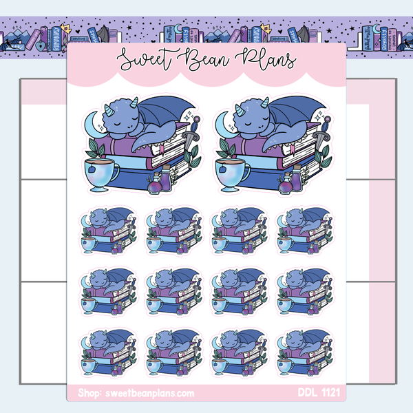 Dragon Book Stacks Vinyl Planner Stickers | Ddl 1121 – Sweet Bean Plans
