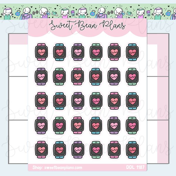 Workout Watch Vinyl Planner Stickers | Ddl 1187 – Sweet Bean Plans