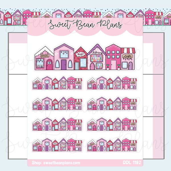 Valentine Town Vinyl Planner Stickers | Ddl 1192 – Sweet Bean Plans